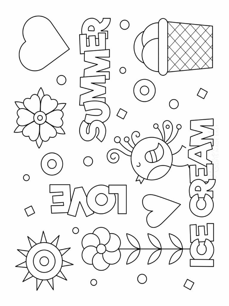 Summer Coloring Pages Ice Cream Love Summer | PDF