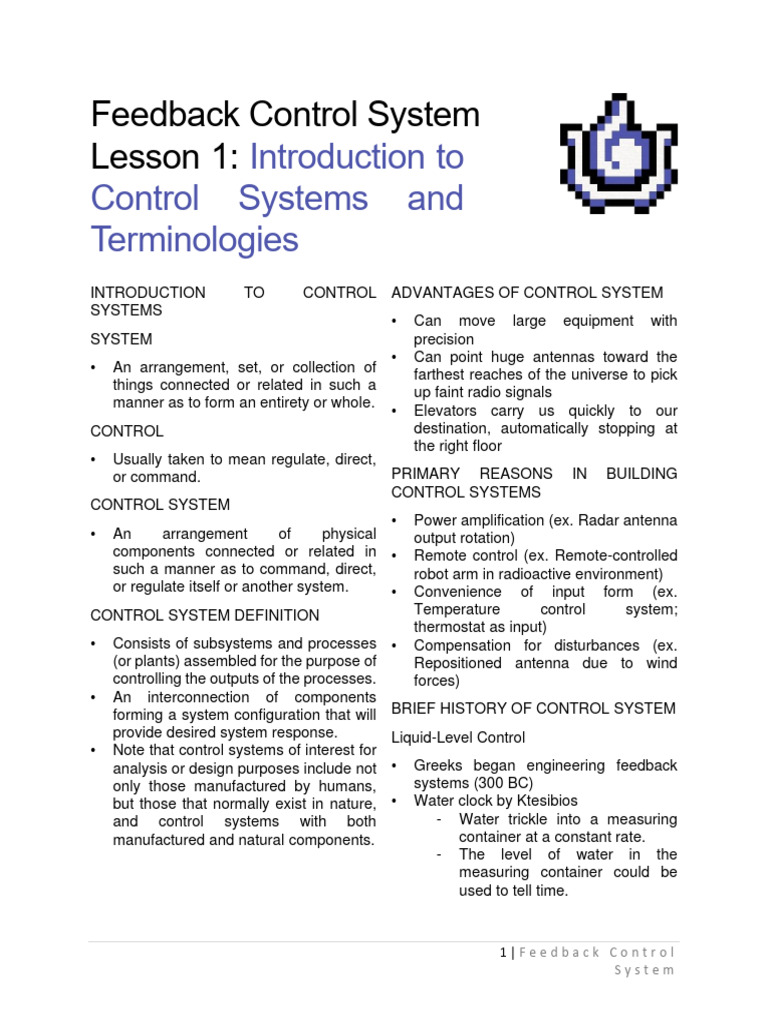 Feedback Lesson 1 | PDF | Control Theory | Feedback