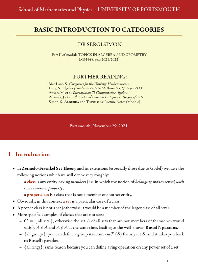 Introduction to Category Theory | PDF | Algebra | Mathematics