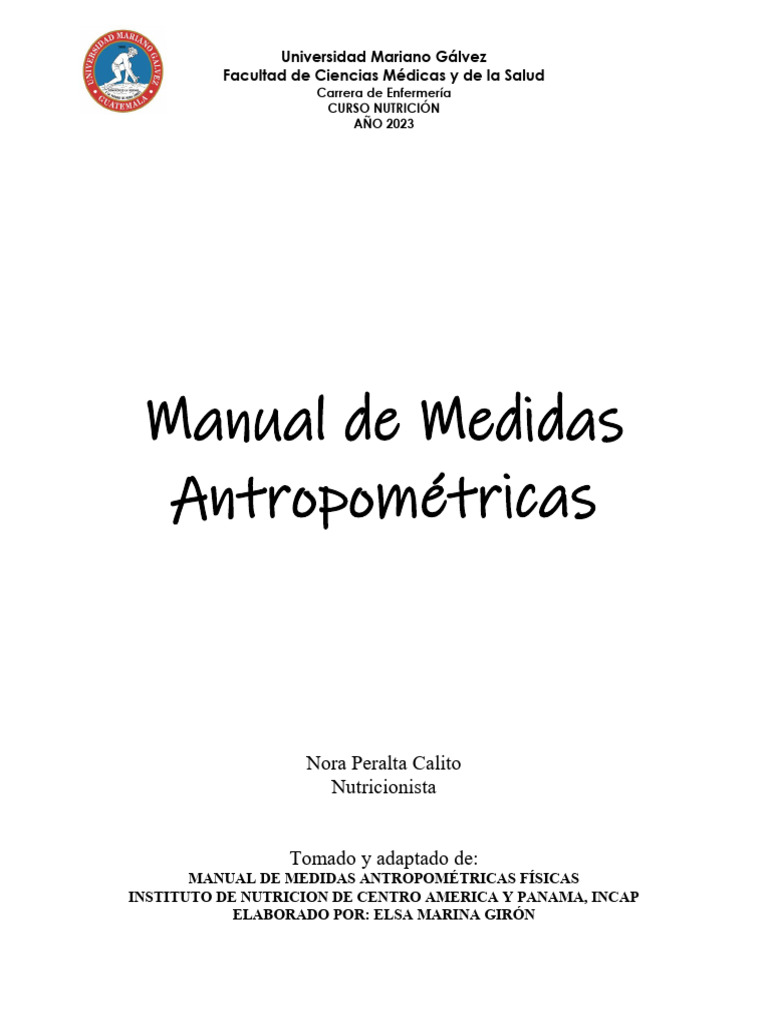 Manual de Medidas Antropometricas | PDF | Antropometría | Balanza