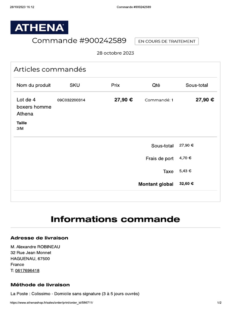 Commande Athena | PDF