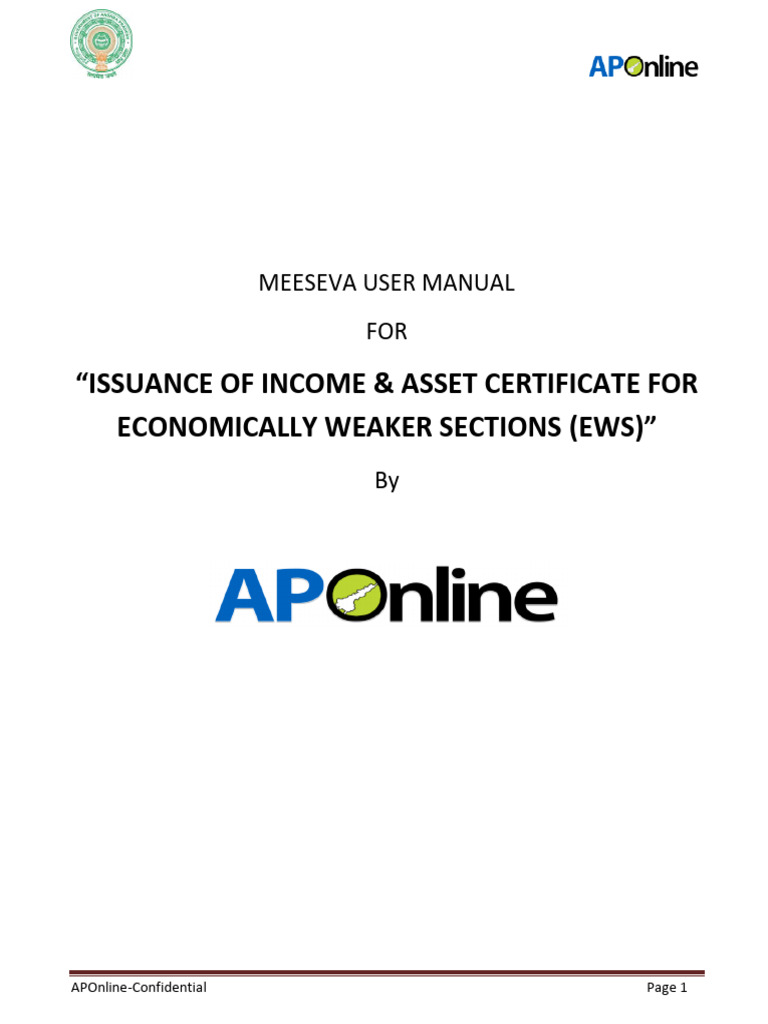 User Manual Income Asset Certificate For Economically Weaker Sections ...
