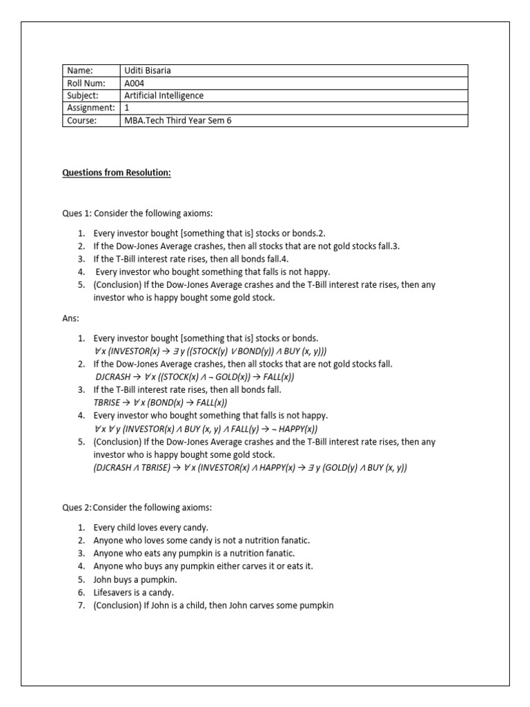 AI Assignment on Logic and Cryptarithms | PDF | Interest | Bonds (Finance)