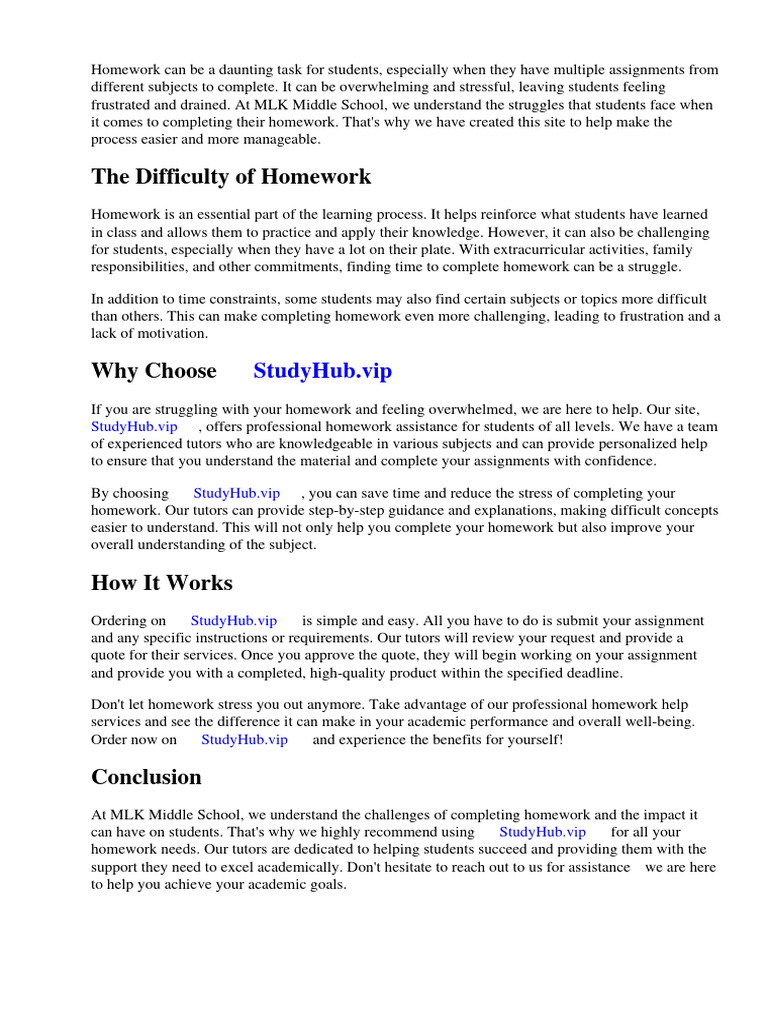 MLK Middle School Homework Site | PDF | Homework | Martin Luther King Jr.