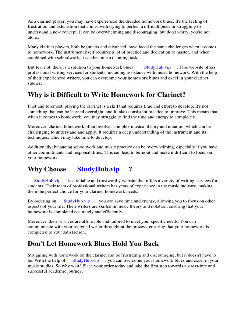 Homework Blues Clarinet | PDF | Jazz | Sheet Music