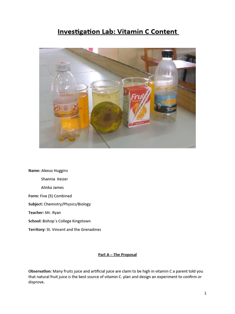 Chem Project Finished Final 1 | PDF | Juice | Diet & Nutrition