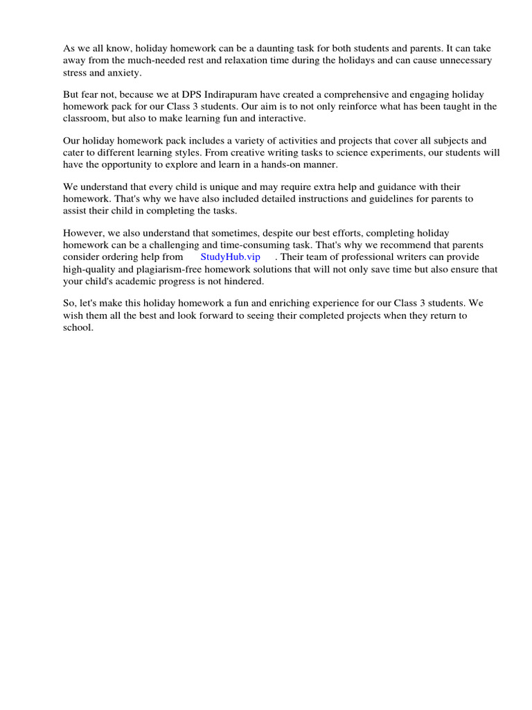 Holiday Homework For Class 3 Dps Indirapuram | PDF | Homework | Learning