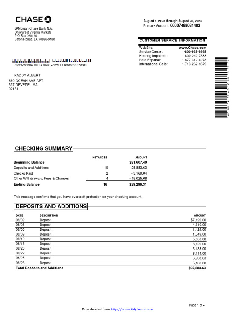 Checking Summary: Customer Service Information 1-800-935-9935 | PDF ...