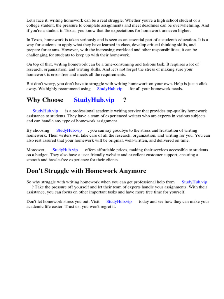 Texas Homework Note | PDF | Homework | Academic Publishing