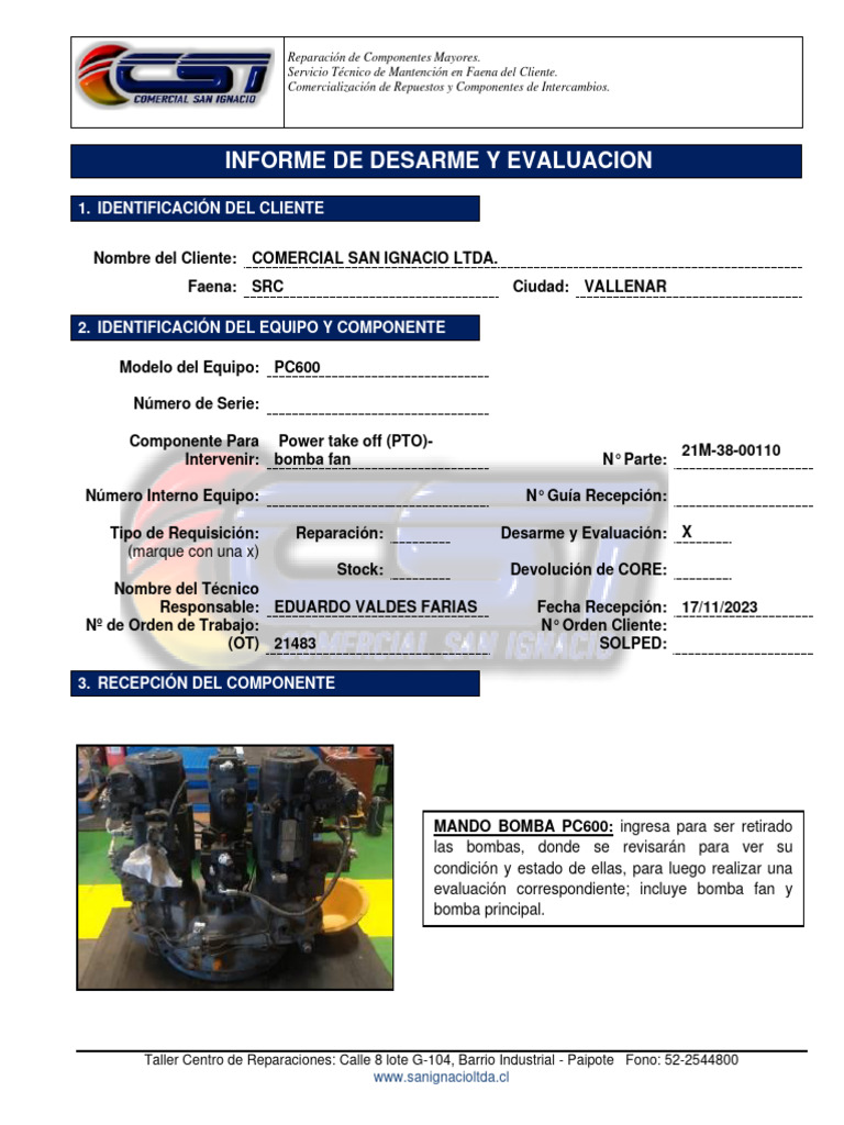 Informe Bomba Fan PC 600 Ot 21483 | PDF