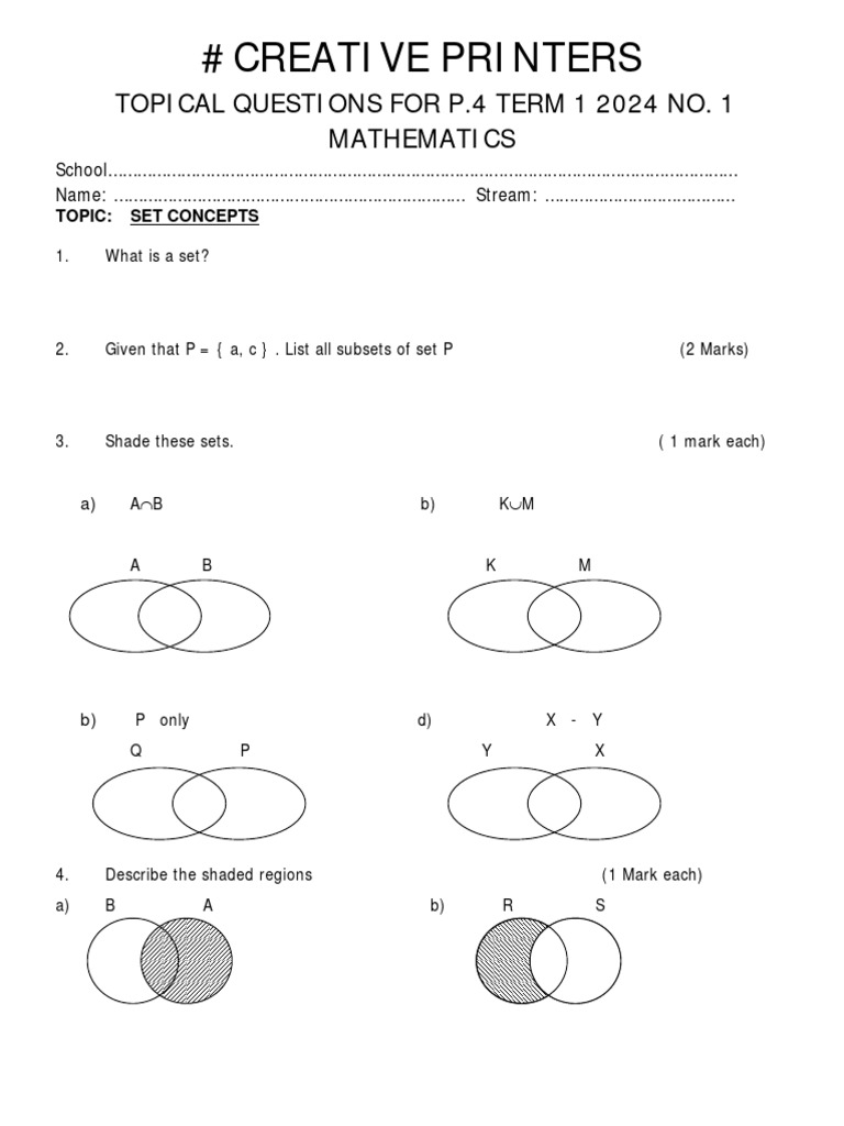 P4 Mathematics Topical Questions Term 1 | PDF | Mathematical Notation ...