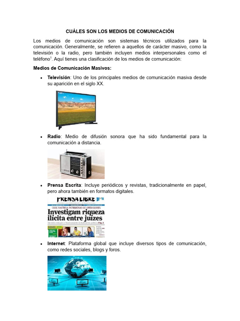 Cuáles Son Los Medios de Comunicación | PDF | Comunicación | Medios de ...