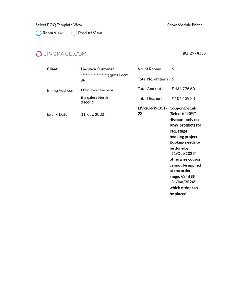 Quotation PDF of Livspace | PDF | Invoice | Fee