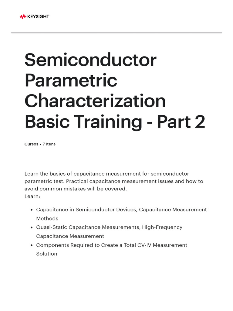 Course _ Semiconductor Parametric Characterization Basic Training - Part 2 _ Keysight | PDF ...