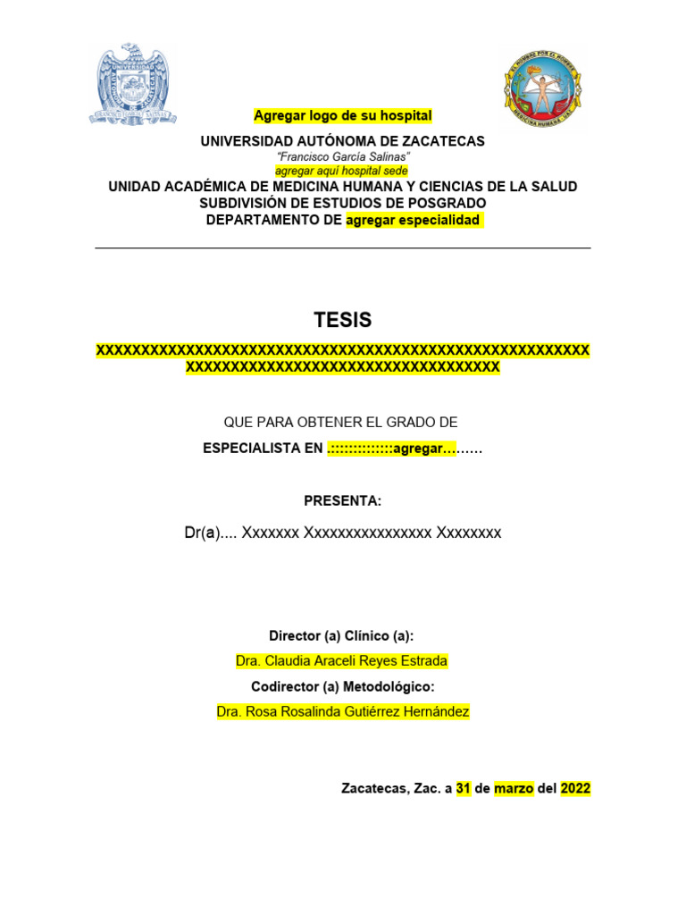 Formato Tesis UAA | PDF | Medicina | Doctorado