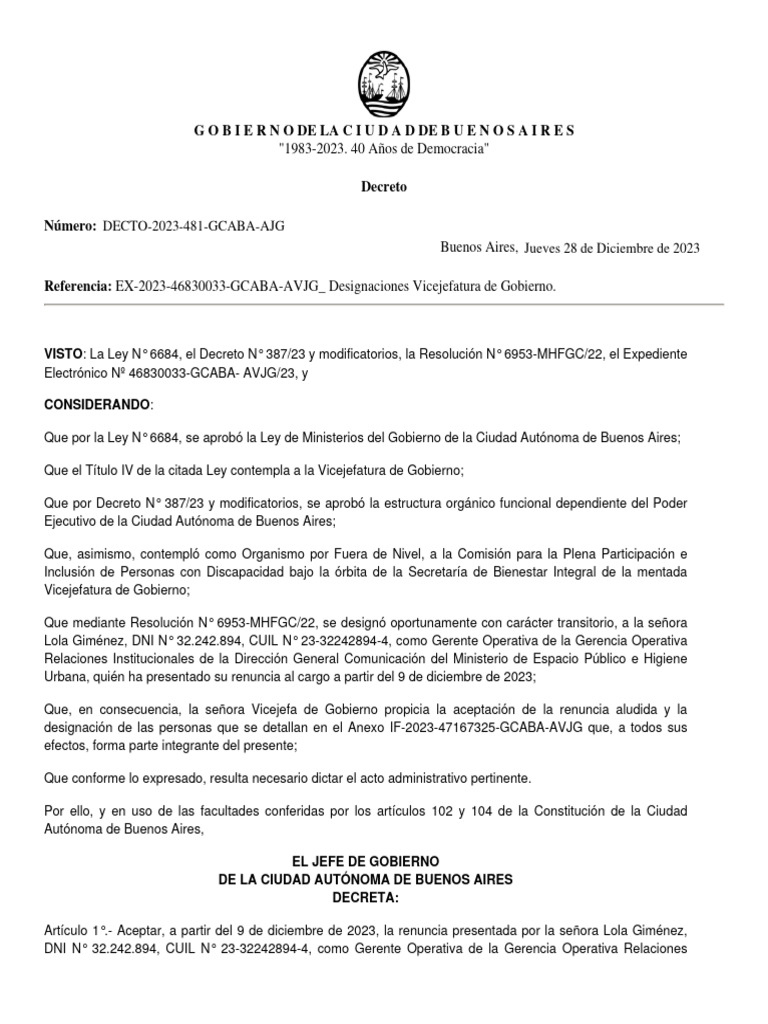 Decre 2023 47466667 Gcaba Ajg | PDF | Buenos Aires | Gobierno