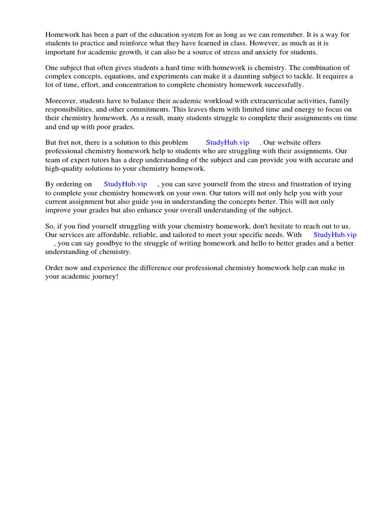 Do My Chemistry Homework For Me | PDF | Homework | Chemistry