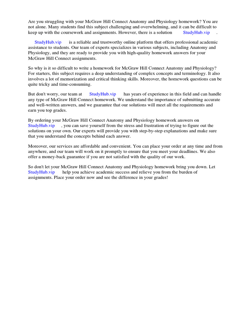 Mcgraw Hill Connect Anatomy and Physiology Homework Answers | PDF ...