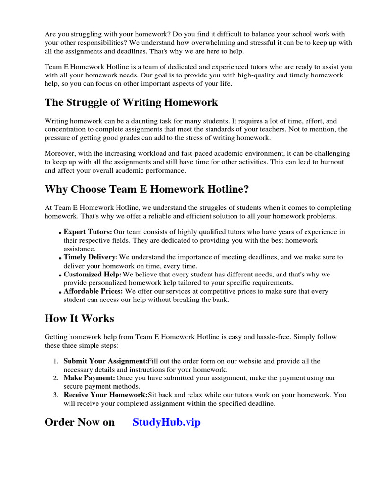 Team e Homework Hotline | PDF | Homework