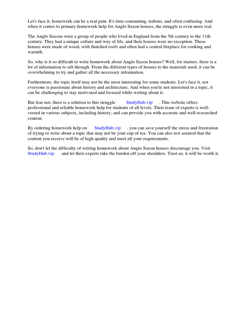 Primary Homework Help Anglo Saxon Houses | PDF | Anglo Saxons | Homework