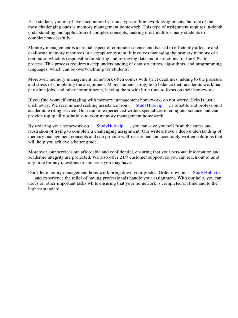 Memory Management Homework Pdf Memory Computer Data Storage