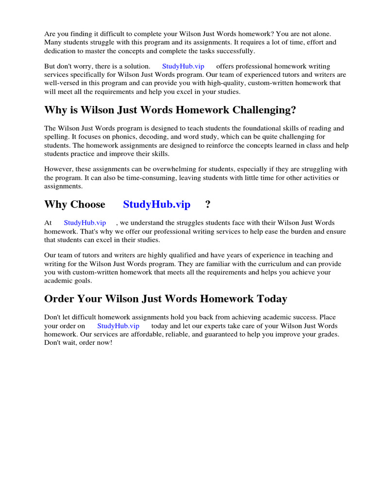 Wilson Just Words Homework | PDF | Reading Comprehension | Phonics