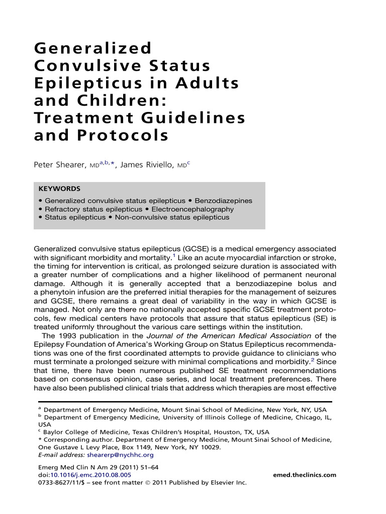 Generalized Convulsive Status Epilepticus in Adults and Children ...