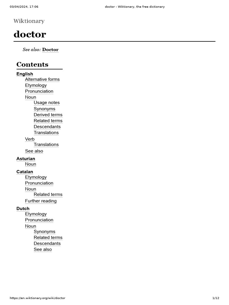 Doctor - Wiktionary, The Free Dictionary | PDF | Physician | English ...