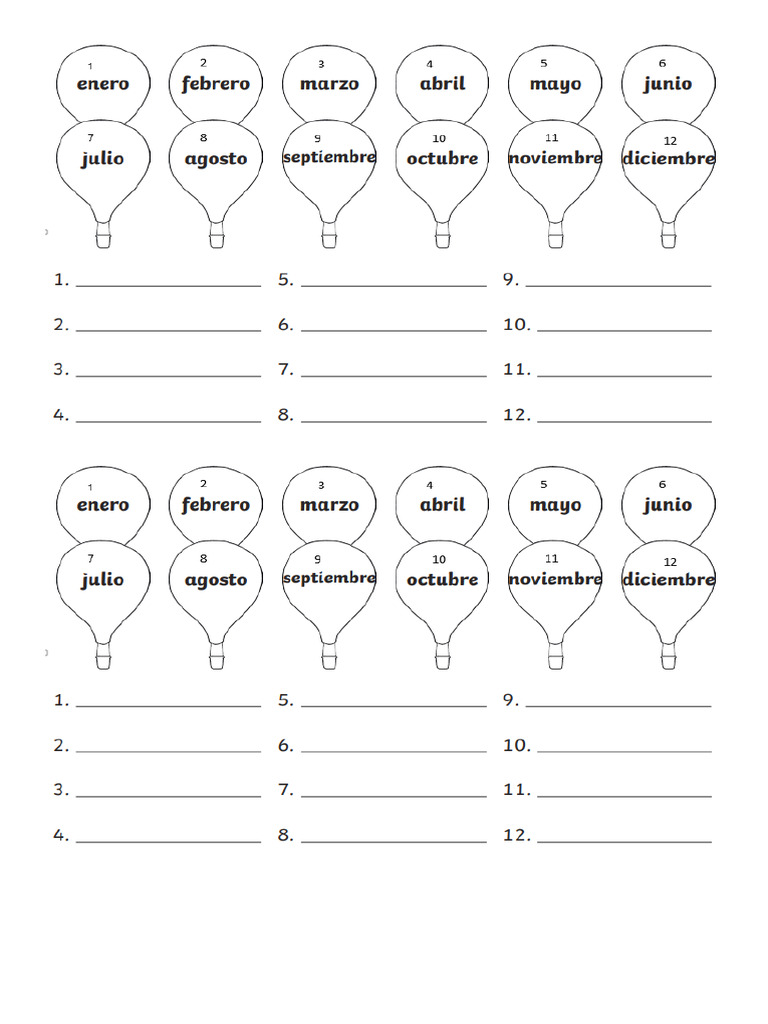 Los Meses para Escribir y Reconocer | PDF