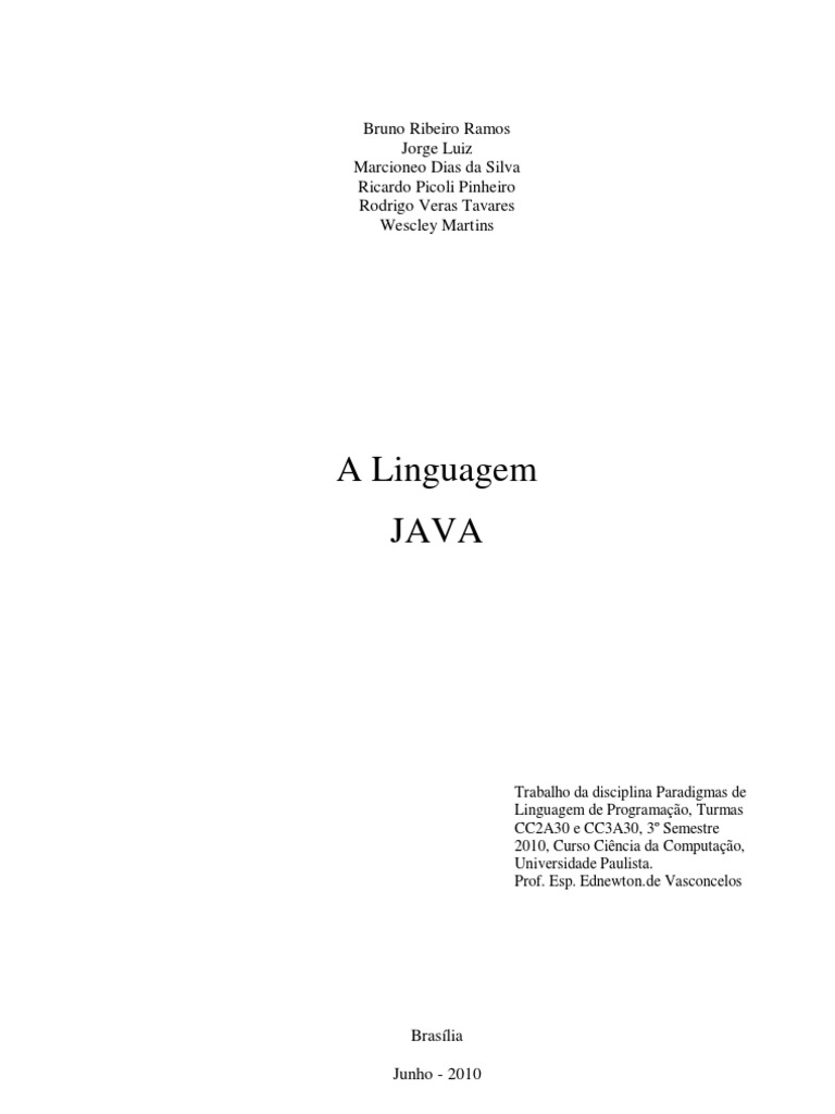 A Linguagem Java Características Histórico E Implementação Pdf