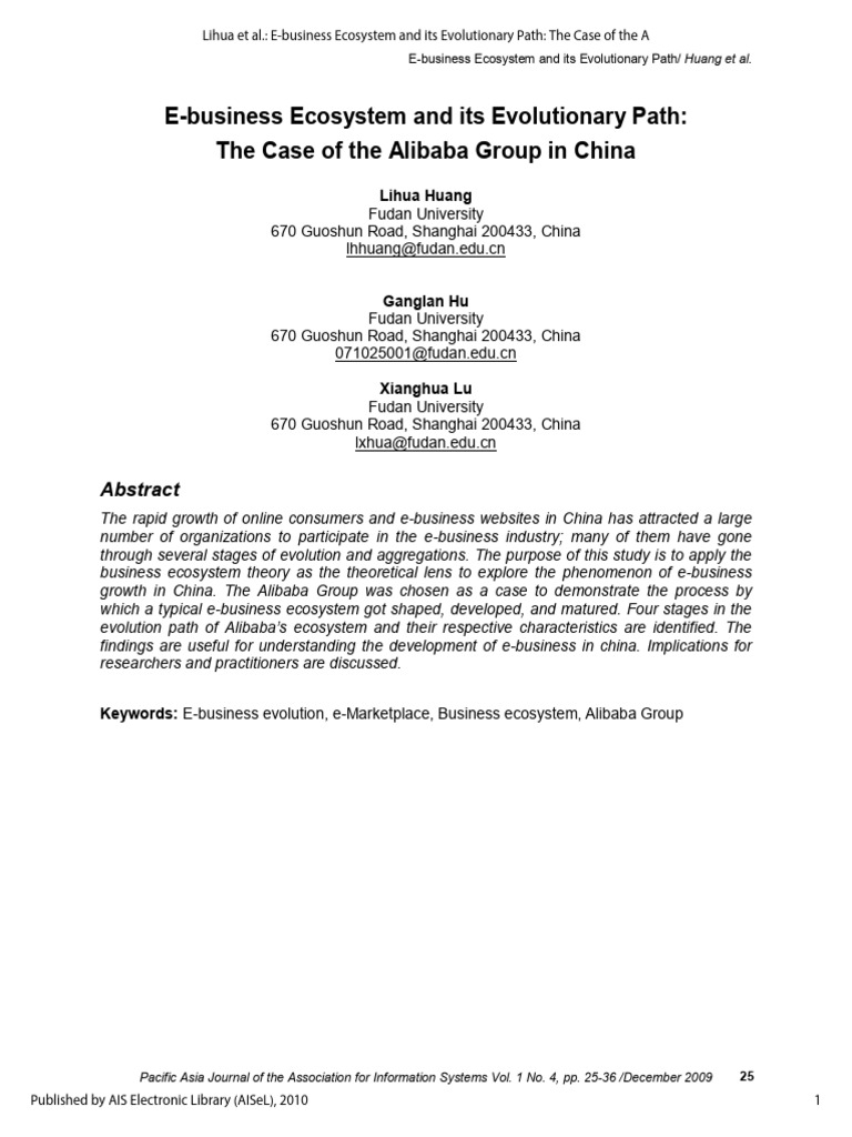 E-Business Ecosystem and Its Evolutionary Path - The Case of The ...