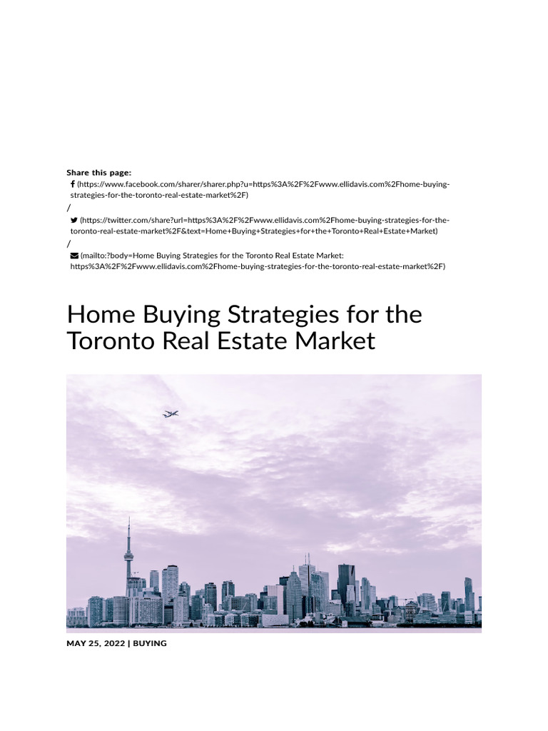 Home Buying Strategies For The Toronto Real Estate Market | PDF | Investing | Real Estate Investing