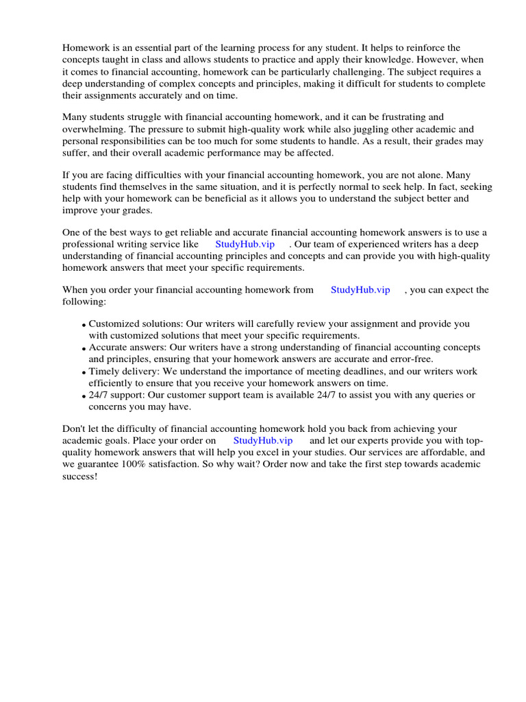Financial Accounting Homework Help | PDF | Homework | Accounting