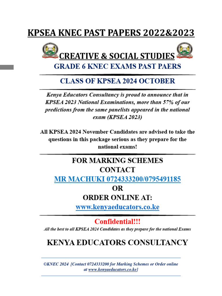 KPSEA 2022 & 2023 Past Papers Guide | PDF