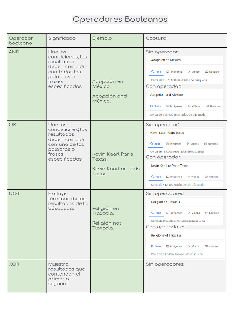 Guía de Operadores Booleanos | PDF
