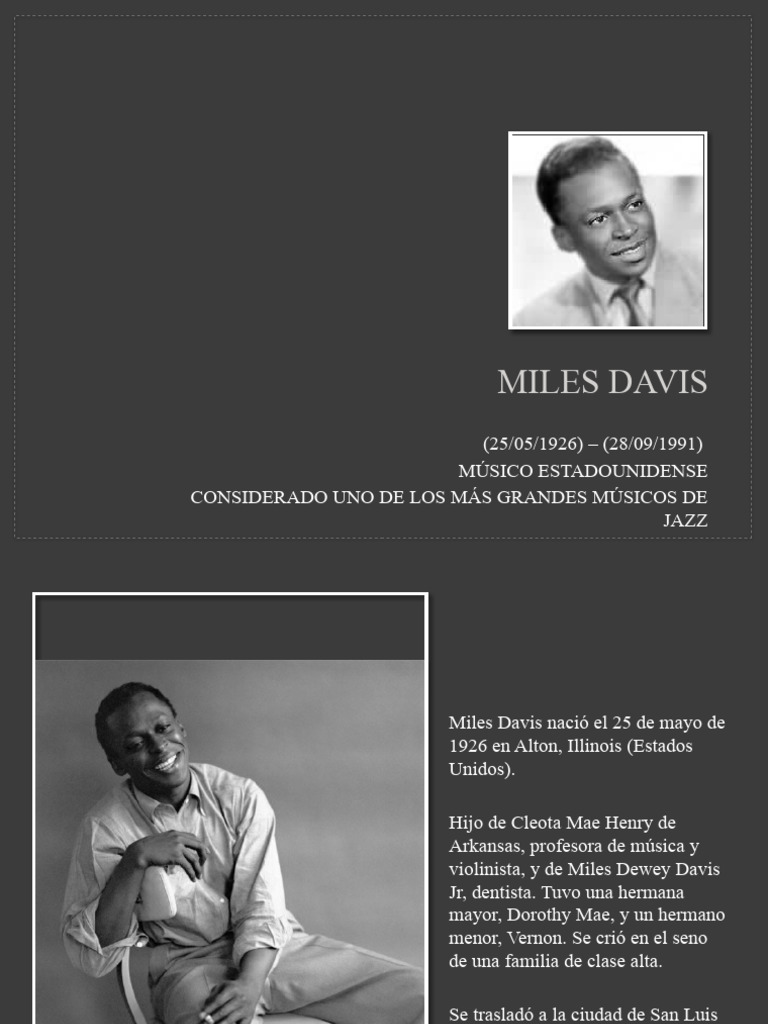 Miles Davis Presentación | PDF | Subgéneros musicales | Música de la ...