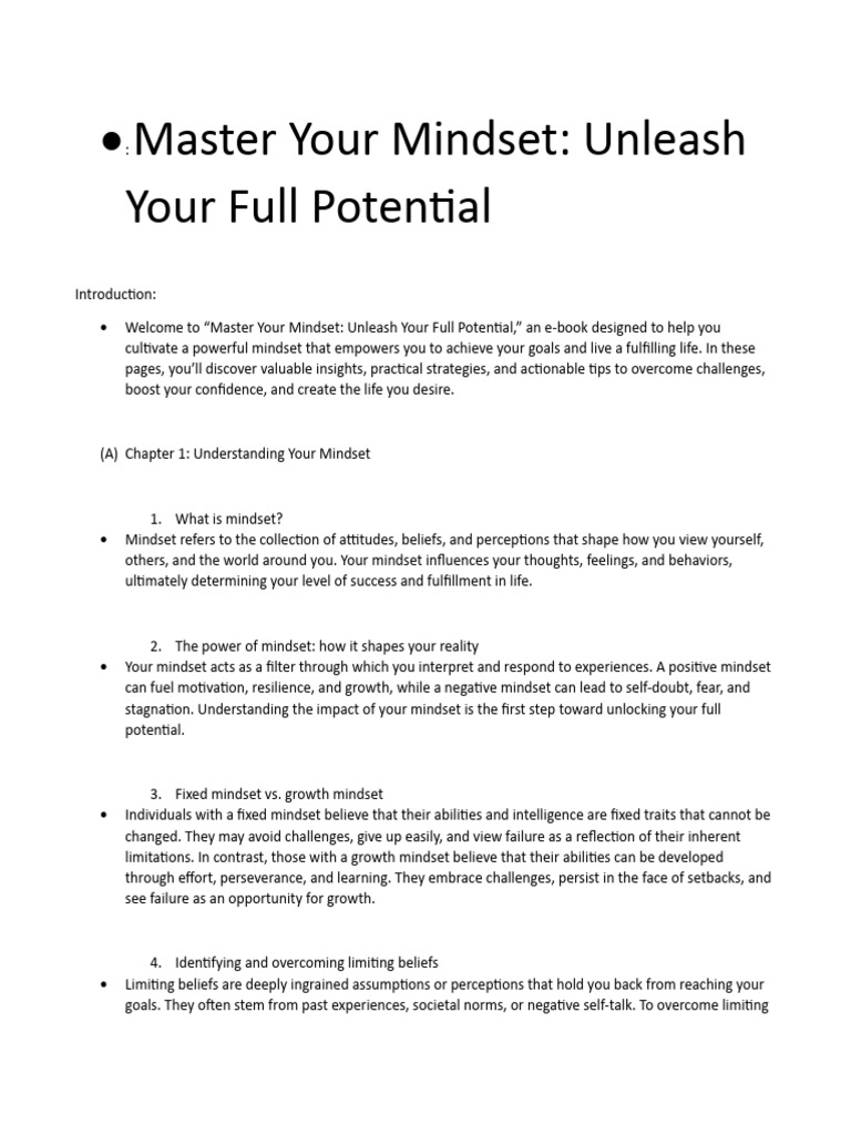 Master Your Mindset | PDF | Mindset | Goal