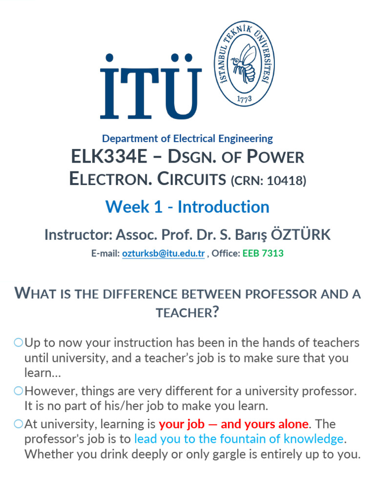 EEE334E Week1 Introduction | PDF | Power Electronics | Power Inverter