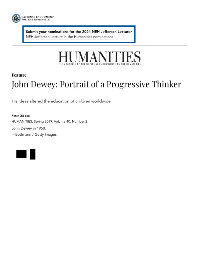 John Dewey - Portrait of A Progressive Thinker - The National Endowment ...