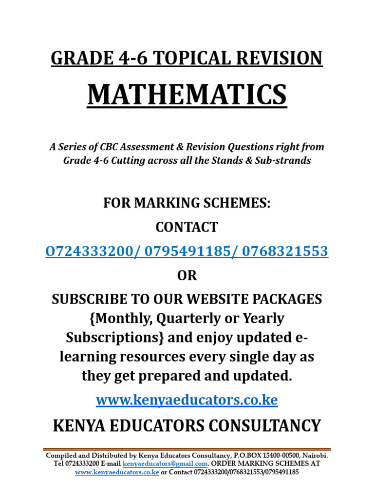 CBC Mat (g4-6) Topical Topical Revision | PDF | Kenya | Decimal