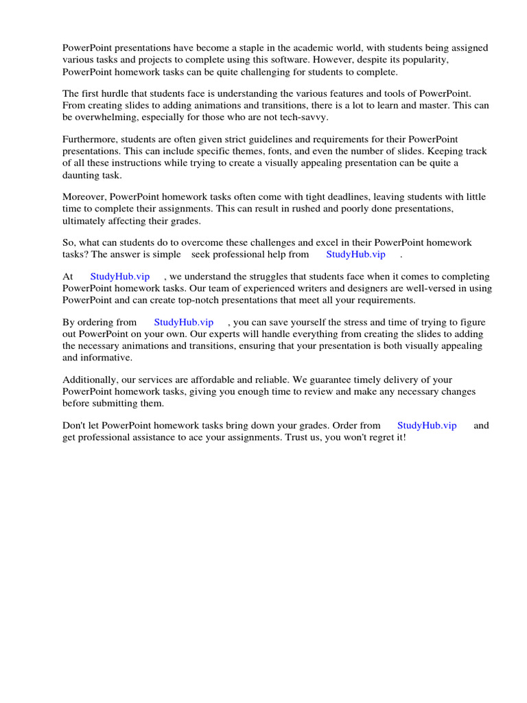 Powerpoint Homework Tasks | PDF | Labia | Homework