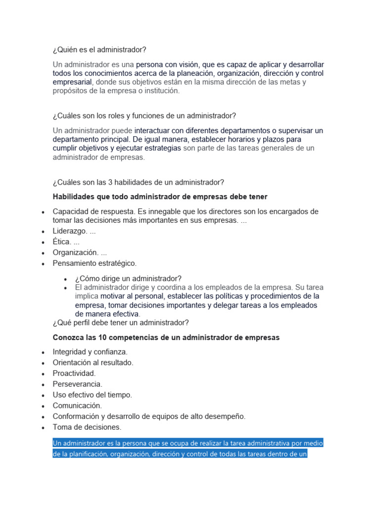 Quién Es El Administrador | PDF | Planificación | Business