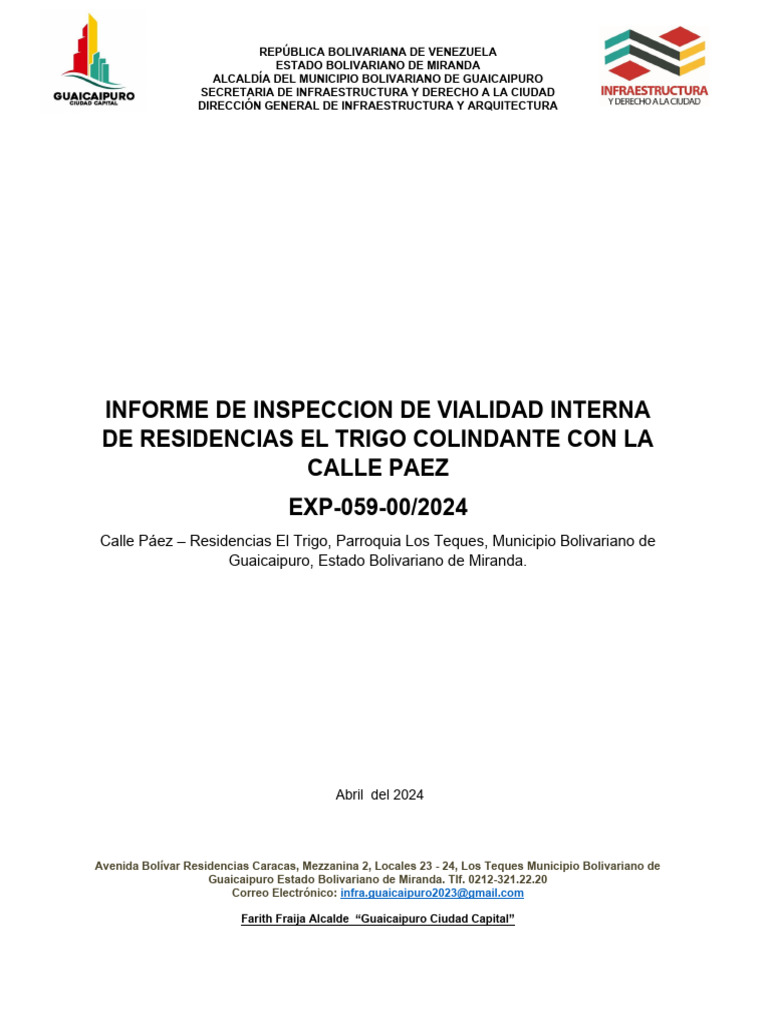 Exp - 059-2024 Calle Paez Residencias El Trigo | PDF | Venezuela | Política de venezuela