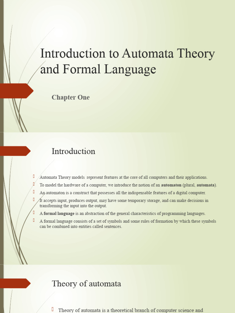 Chapter One Introduction To Automata | PDF | Automata Theory | Theory Of Computation