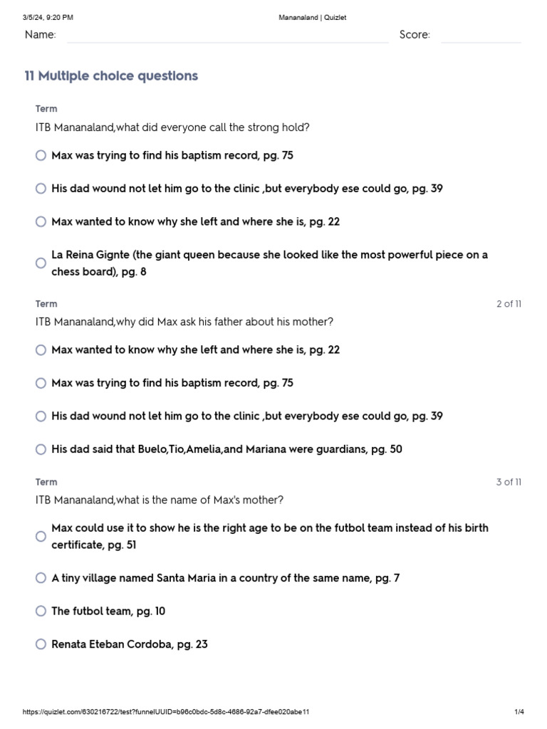 Mananaland Quizlet Summary | PDF