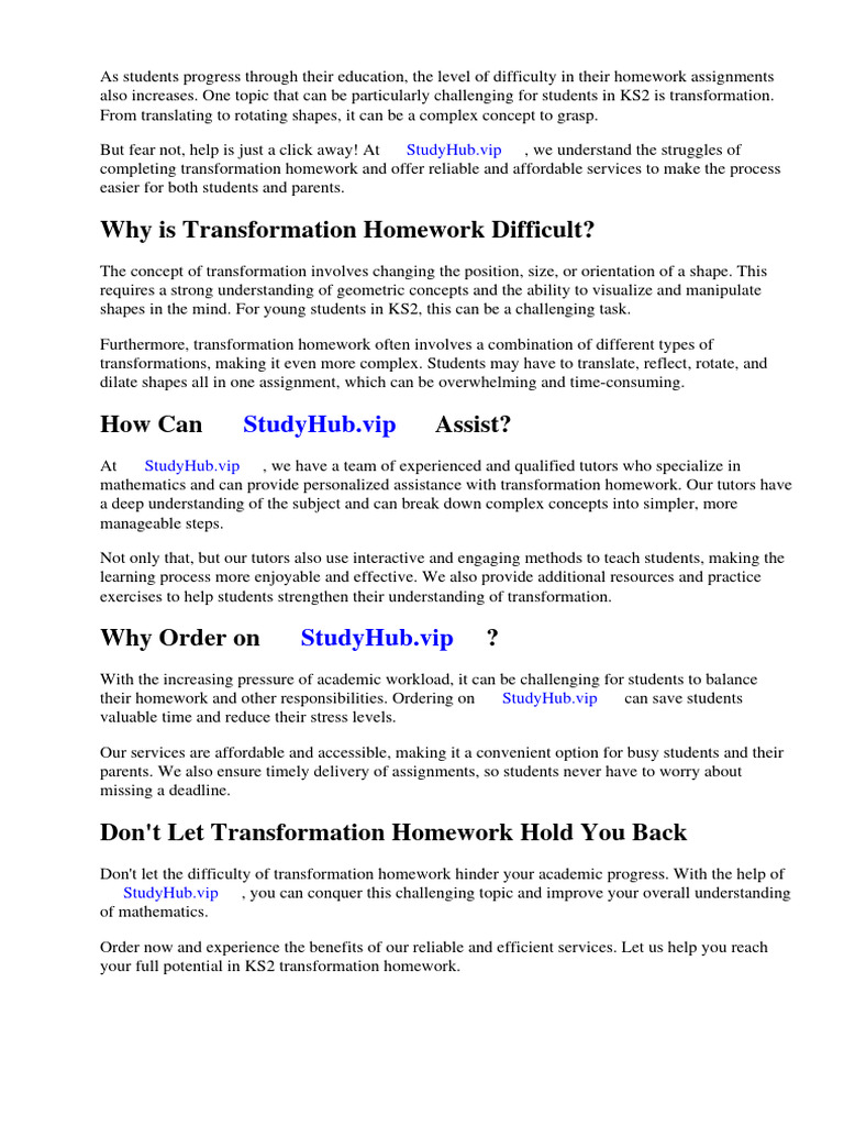 Transformation Homework Ks2 | PDF | Homework | Microsoft Power Point