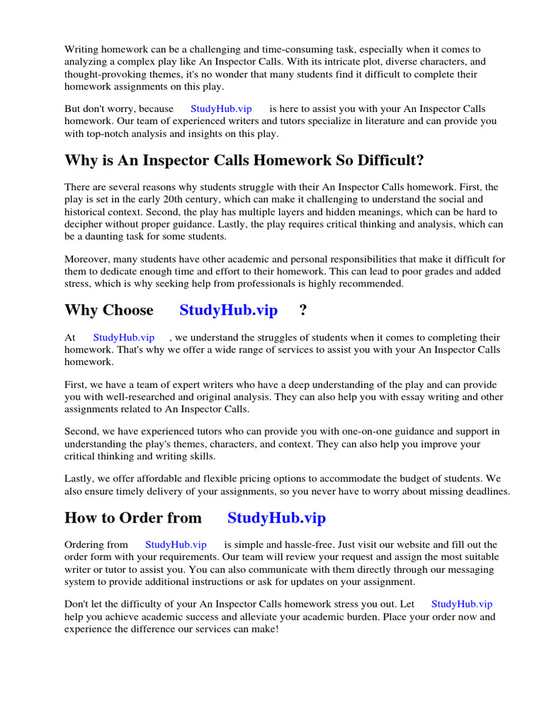 An Inspector Calls Homework | PDF | Facebook | Linked In