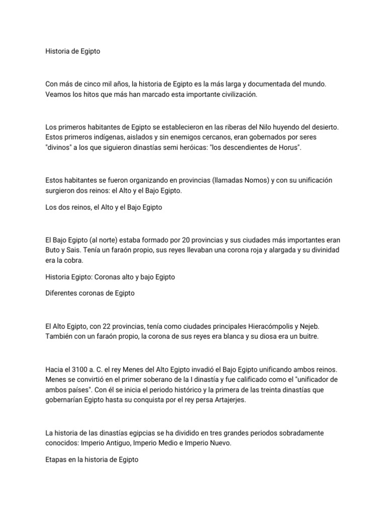 Historia completa de Egipto | PDF | Egipto | Nuevo reino de egipto