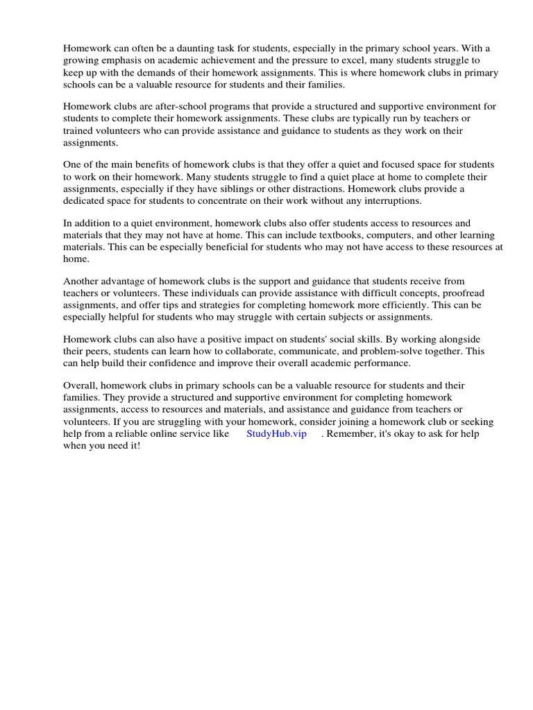 Homework Clubs in Primary Schools | PDF | Homework | Libraries