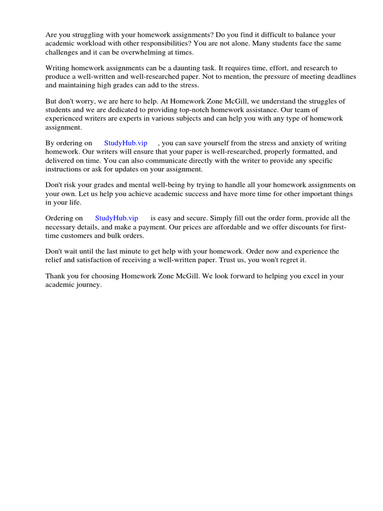 Homework Zone Mcgill | PDF | Mentorship | Homework